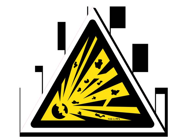 Explosive materials danger sign with picture | Contact SBE DIRECT