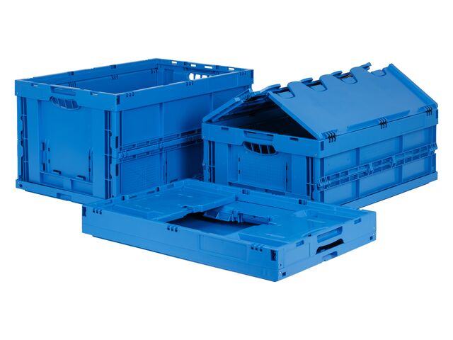 Folding box with attached lid on the long side: Falter 6432 NG DL blue ...