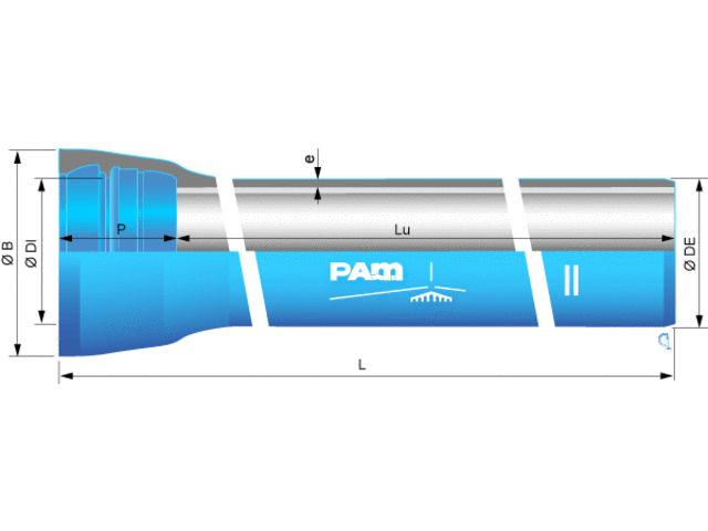 NATURAL pipe with UNIVERSAL STANDARD Ve self-anchored joint (bead ...