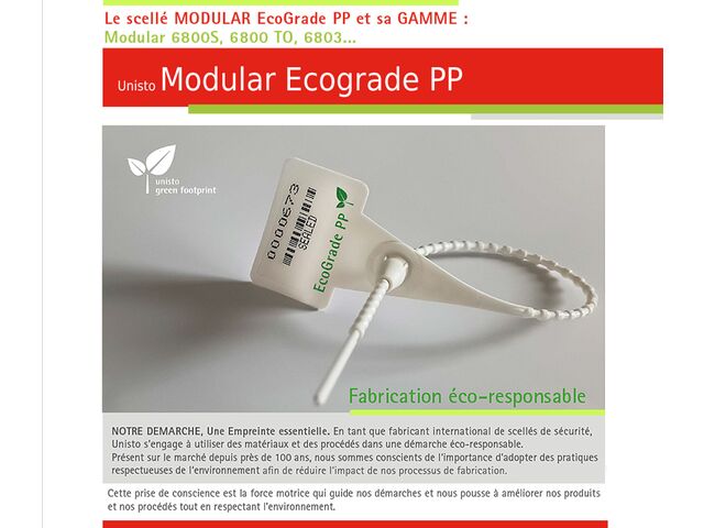 The eco-friendly MODULAR seal EcoGrade PP and its range | Contact UNISTO