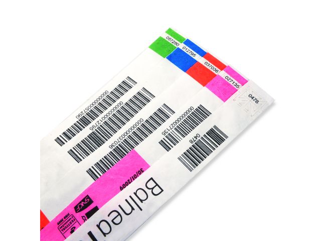 Tyvek customized security wristband with barcode | Contact SBE DIRECT
